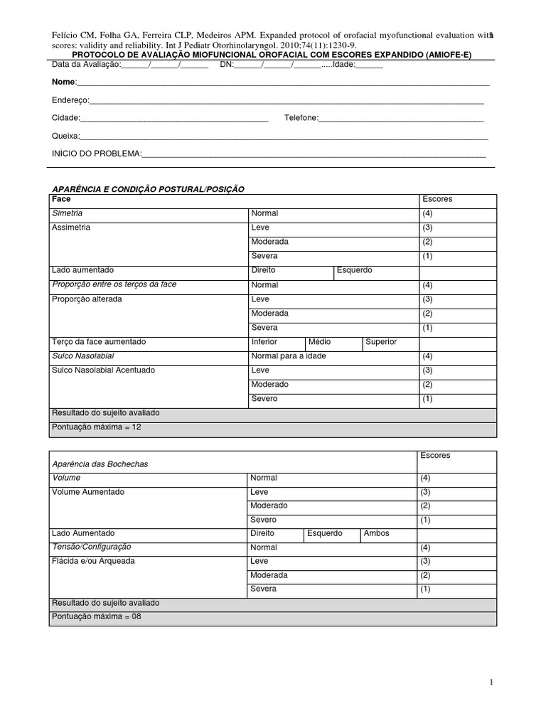 Protocolo Amiofe-E | PDF | Anatomia humana | Boca