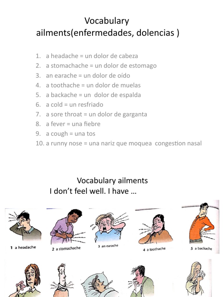 Vocabulario de Dolencias y Remedios | PDF | Salud y bienestar