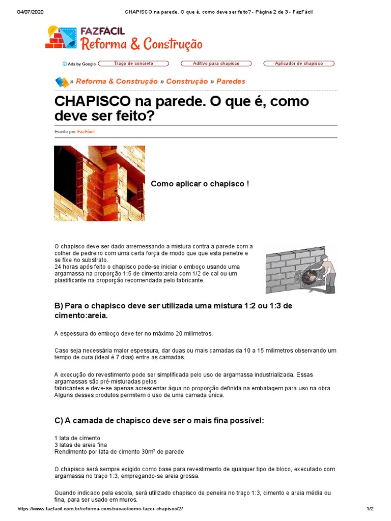 Como aplicar corretamente o chapisco na parede: etapas e dicas ...