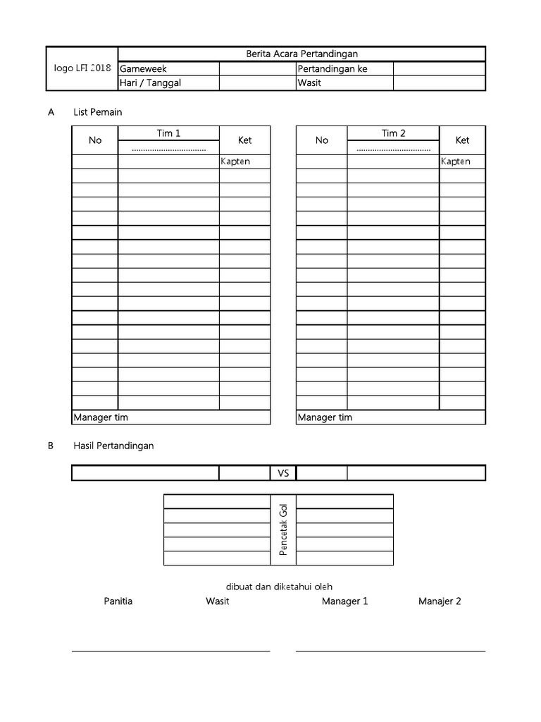 Form Pertandingan | PDF