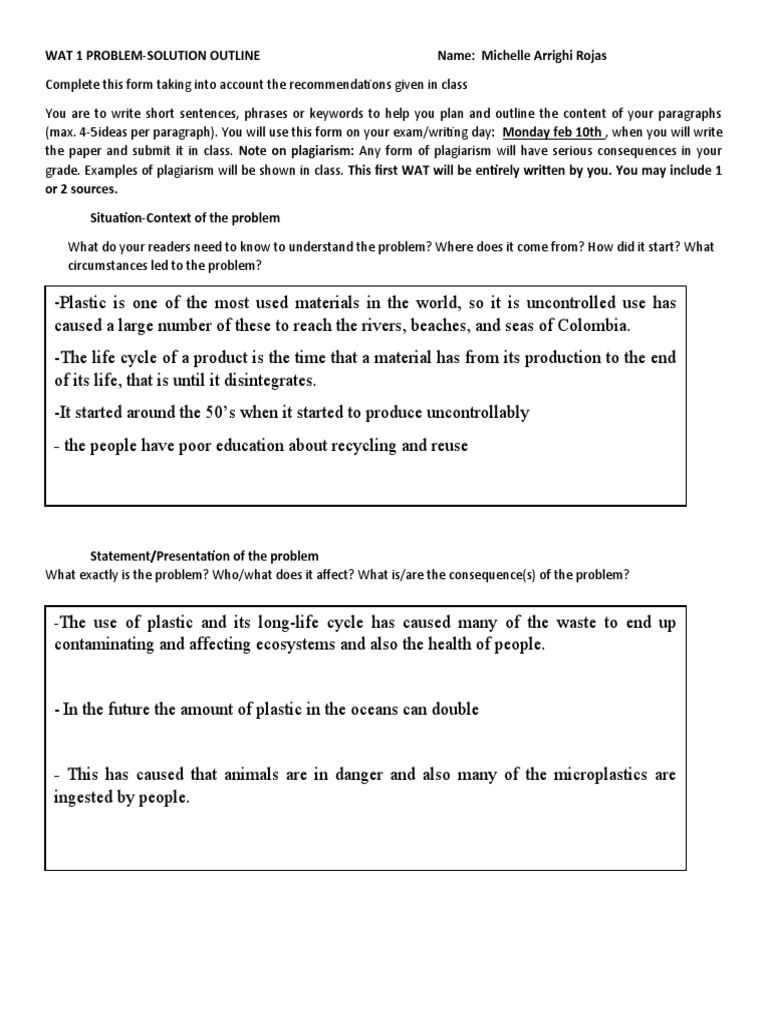 Problem-Solution Outline on Plastic Waste | PDF | Wellness