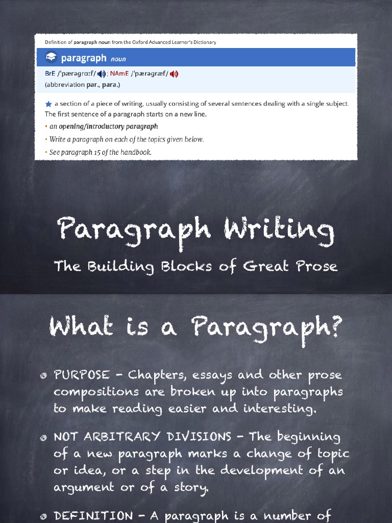 Paragraph Writing: The Building Blocks of Great Prose | PDF