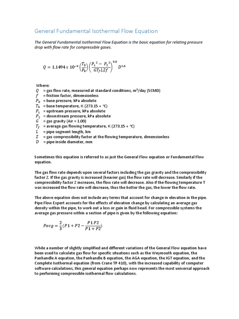 Isothermal Flow Equations for Gases | PDF | Gases | Fluid Dynamics