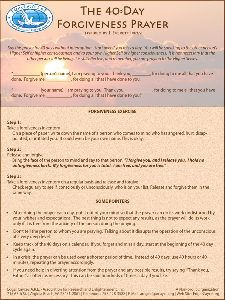 Inspired by J. Everett Irion: Forgiveness Exercise Step 1 | PDF ...