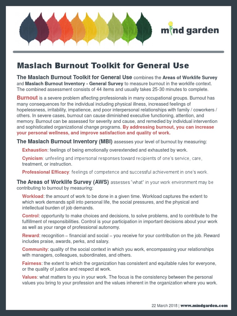Maslach-Burnout-Toolkit-General-Use-Intro Sheet | PDF | Occupational ...