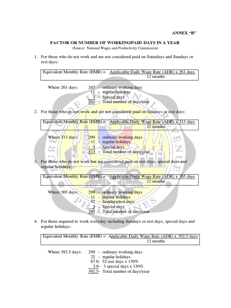 DOLE Number of Working Days | PDF