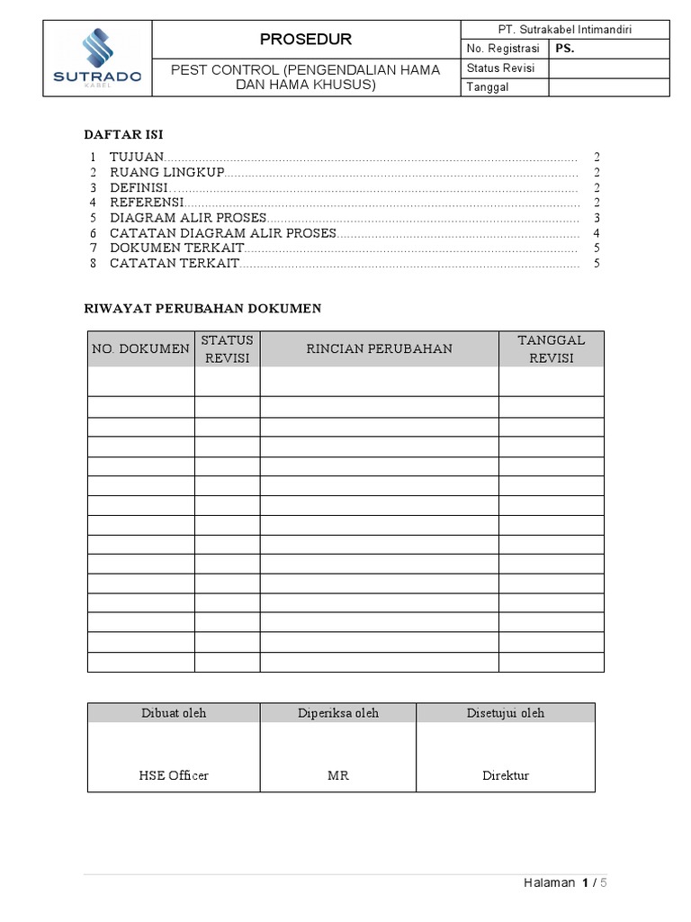 Prosedur Pest Control (Pengendalian Hama Dan Hama Khusus) - Rev 1 | PDF