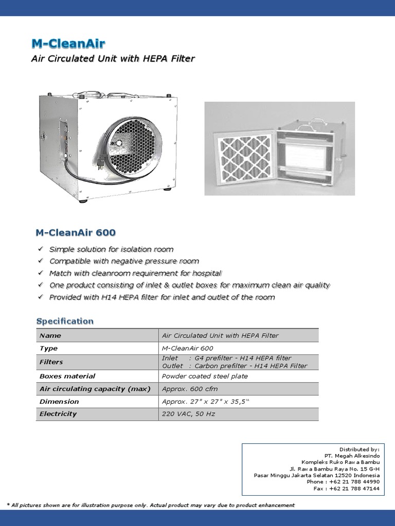 Air Circulated Unit With Hepa Filter: M-Cleanair 600 | PDF