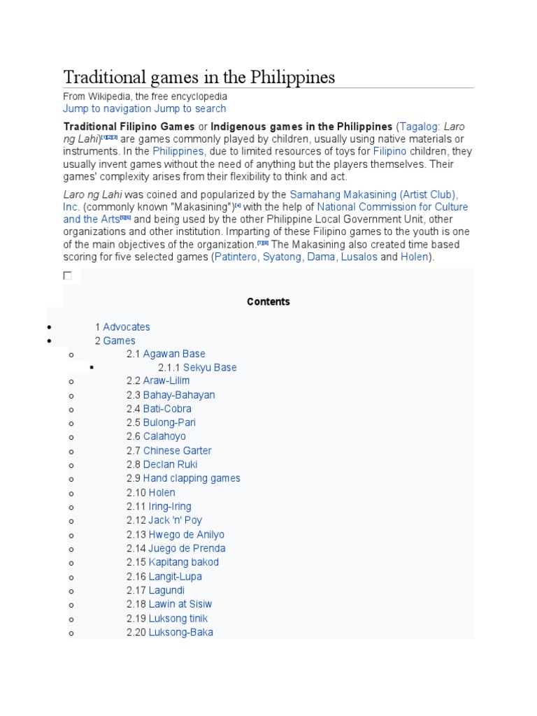 Traditional Games in The Philippines | PDF | Games & Activities
