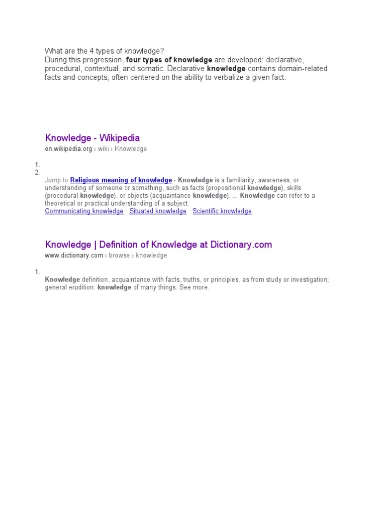 What Are The 4 Types of Knowledge | PDF