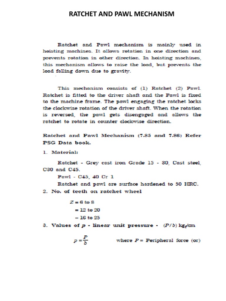 Ratchet and Pawl Mechanism | PDF