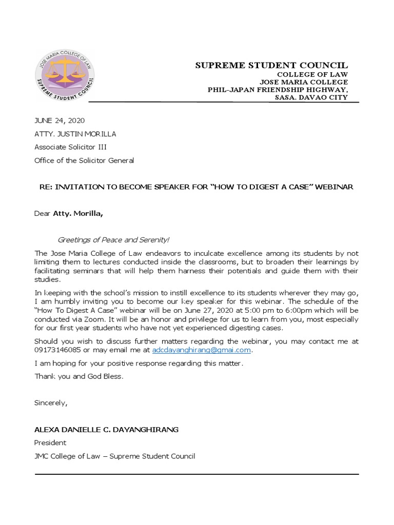 Invitation Letter - Atty Morilla | PDF | Social Science | Wellness