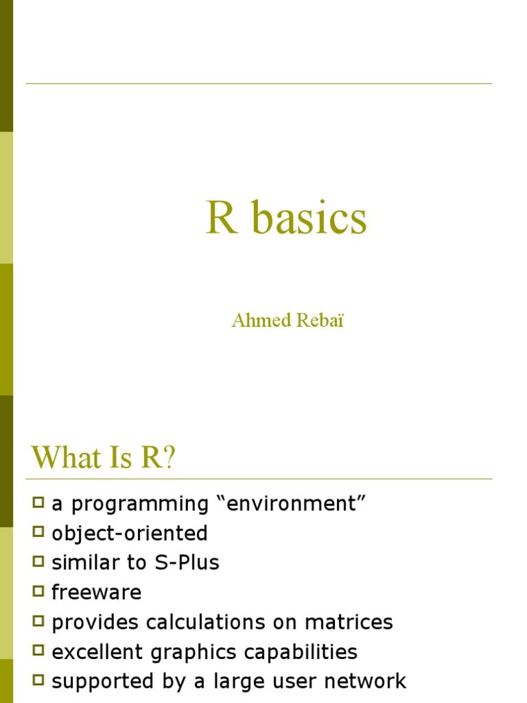 R Programming Basics and Installation Guide | PDF | R (Programming ...