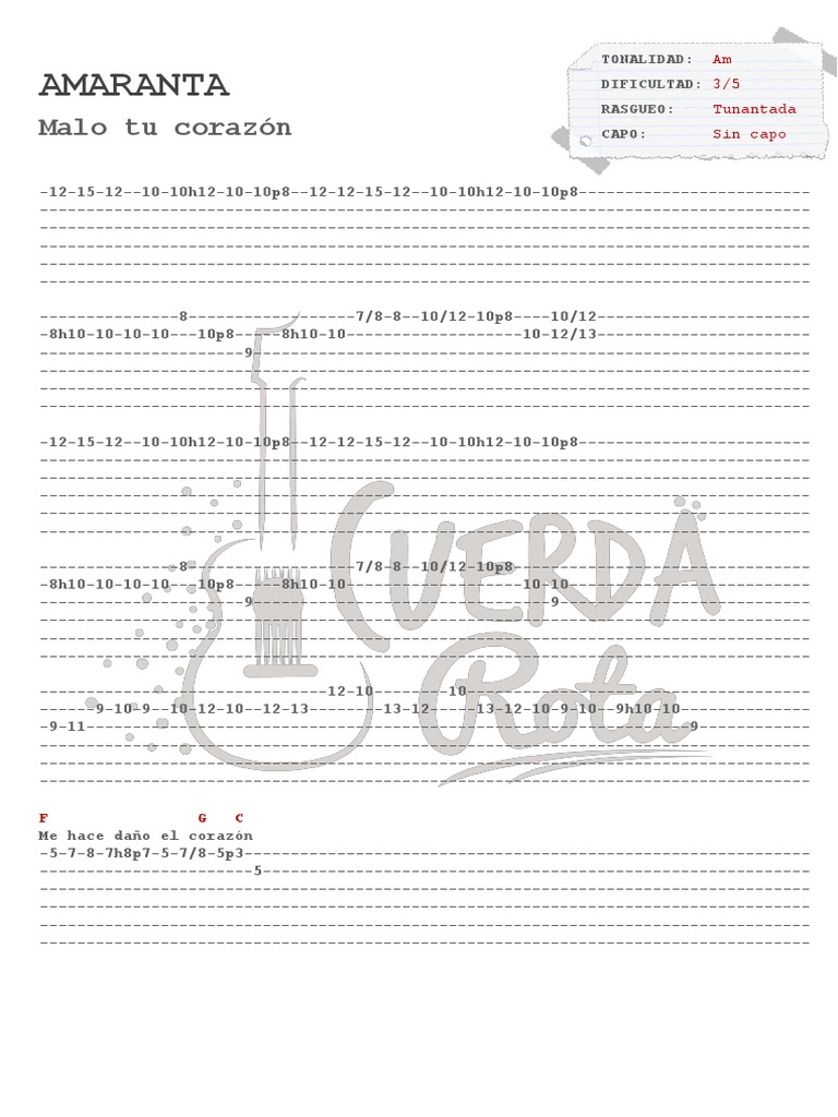 AMARANTA Malo Tu Corazón | PDF