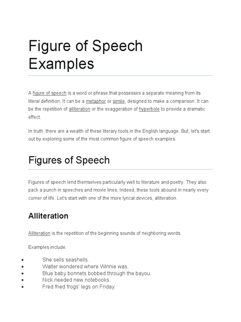 Figures of Speech: Definitions & Examples | PDF | Irony | Poetic Devices