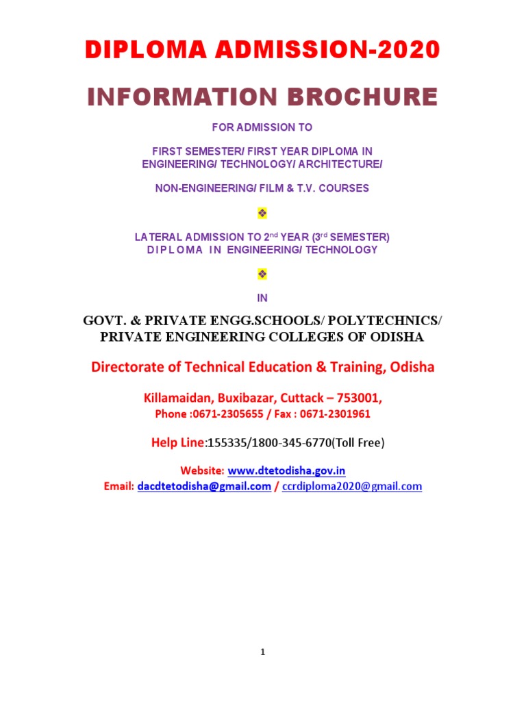 Diploma Admission Brochure 2020 | PDF | University And College ...