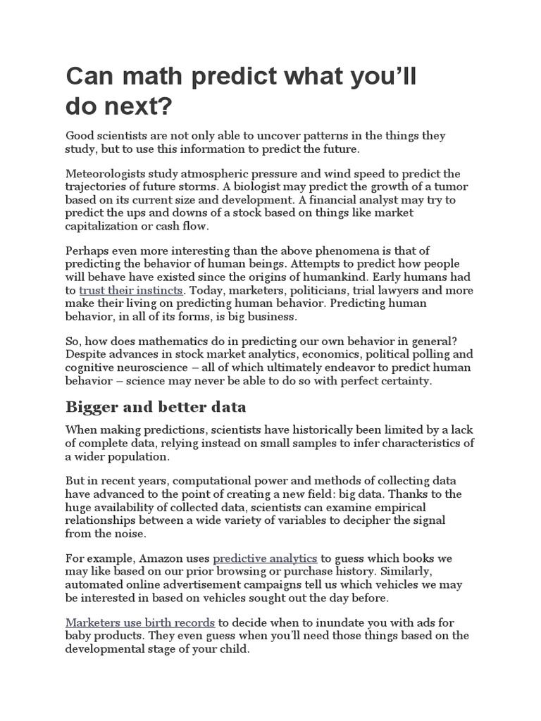 Can Math Predict What You | PDF | Machine Learning | Prediction