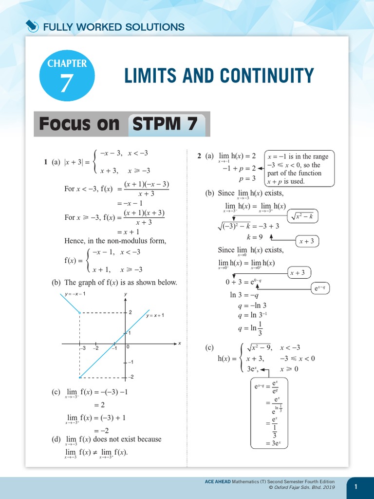 Limits and Continuity: Focus On STPM 7 | PDF | Mathematical Relations ...