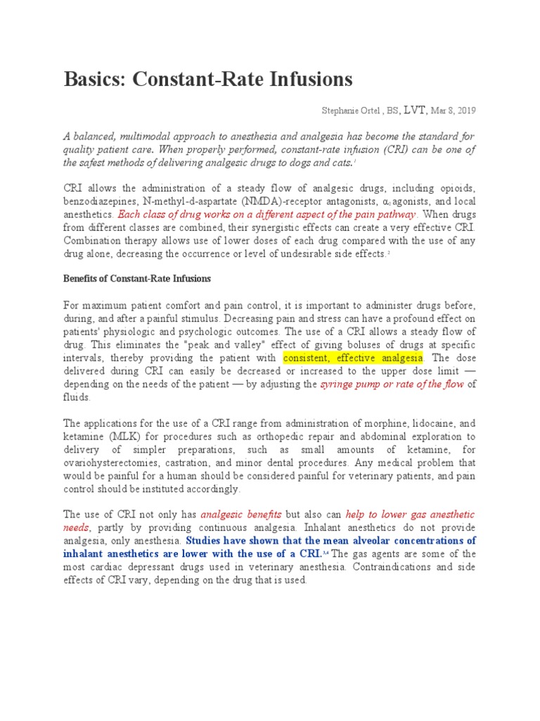 Basics of Constant-Rate Infusions | PDF | Opioid | Analgesic