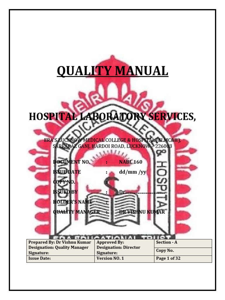 Quality Manual: Hospital Laboratory Services | PDF | Laboratories | Audit