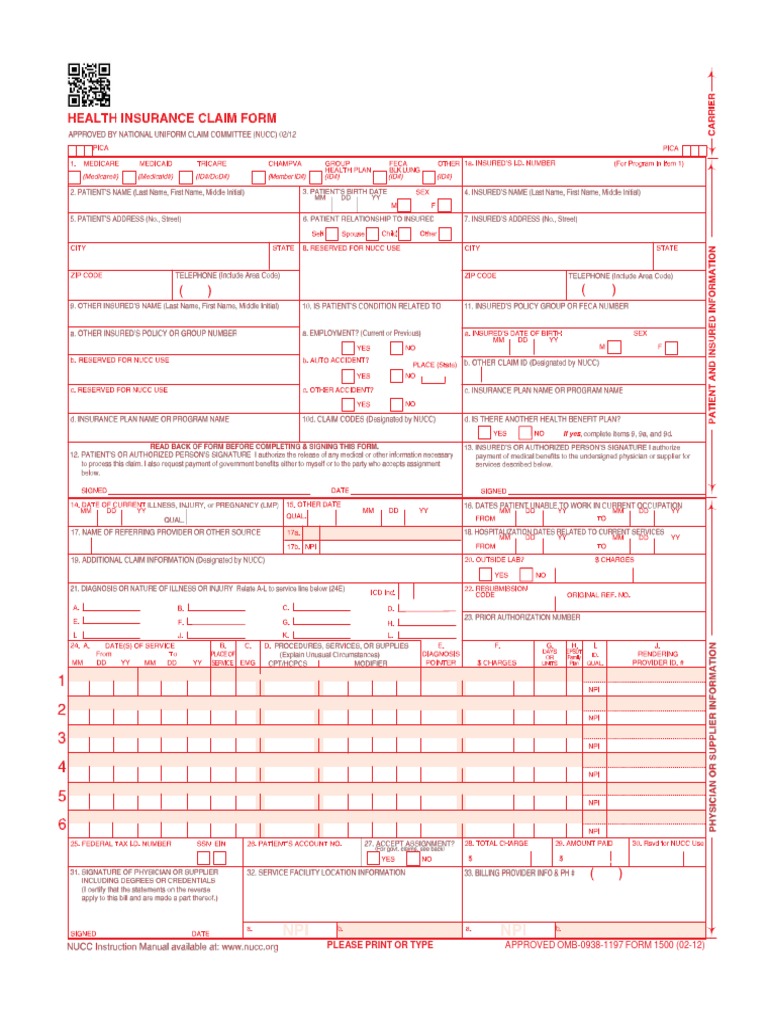 Approved OMB-0938-1197 Form 1500 | PDF