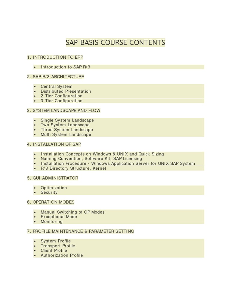 Sap Basis Syllabus PDF | PDF | Operating System | Kernel (Operating System)