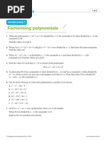 Remainder Theorem Worksheet | PDF