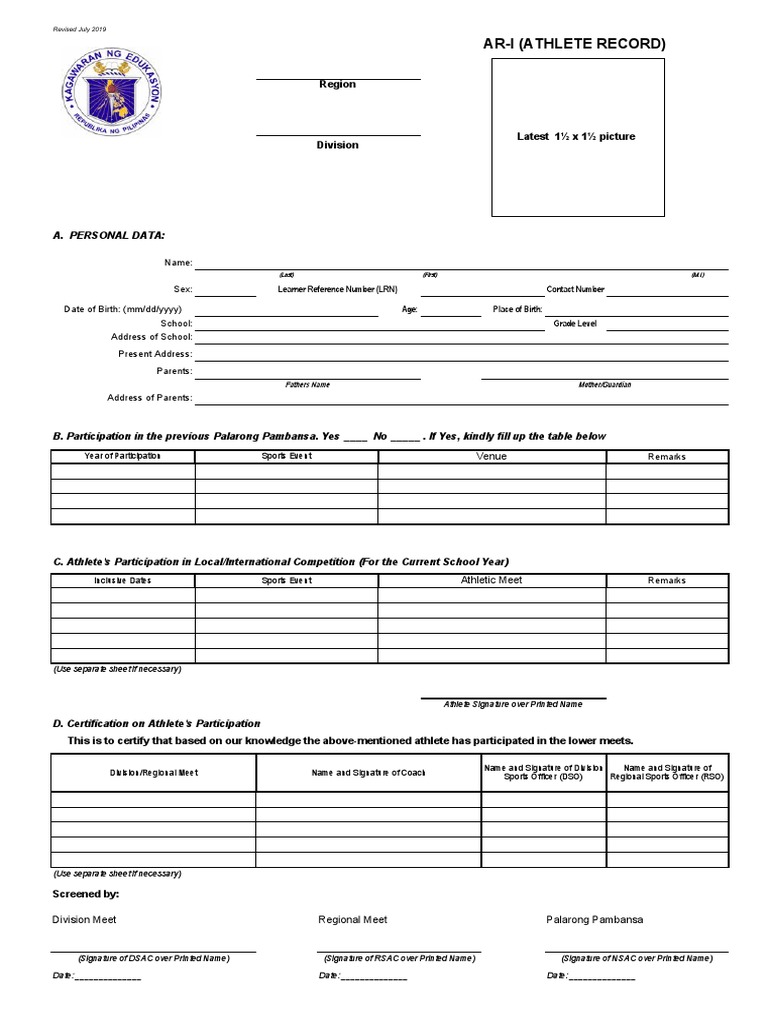 2020 Athlete Record | PDF