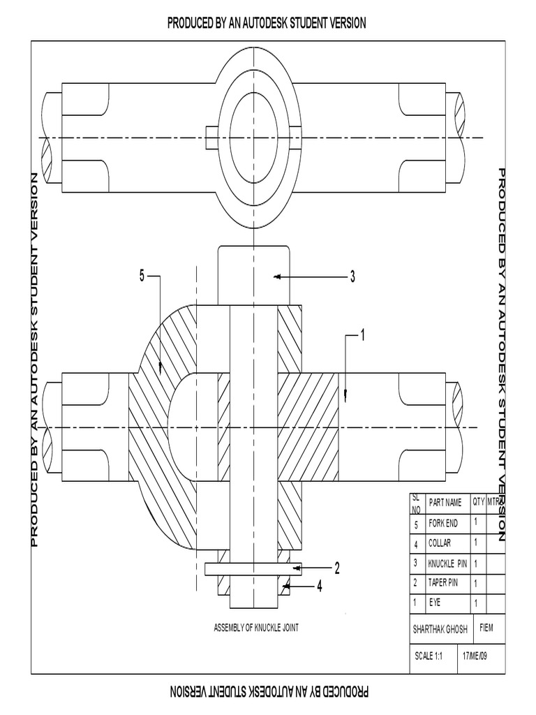 Knuckle Joint Assembly Drawing | PDF