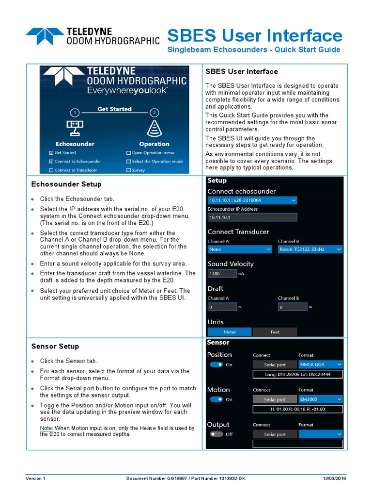 SBES UI Quick Start Guide 1 PDF | PDF | User Interface | Sonar