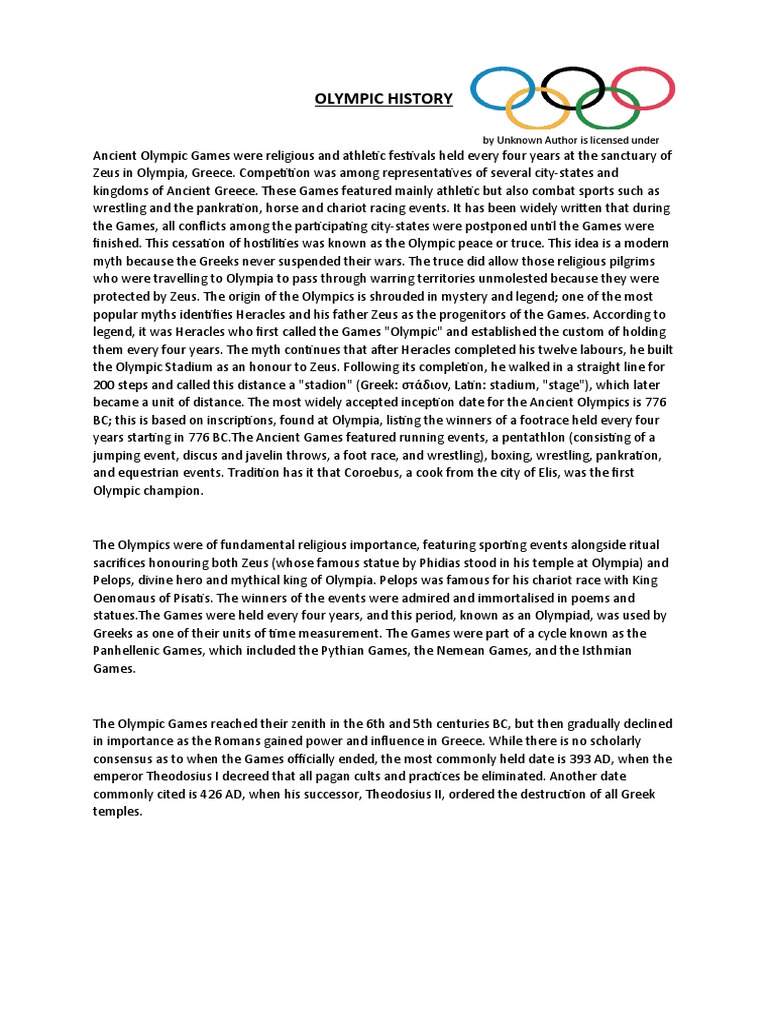Olympic History: by Unknown Author Is Licensed Under | PDF