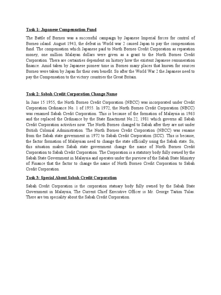 Sabah Credit Corporation | PDF