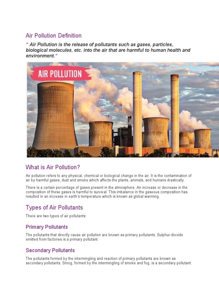 Air Pollution Definition | PDF | Air Pollution | Atmosphere Of Earth