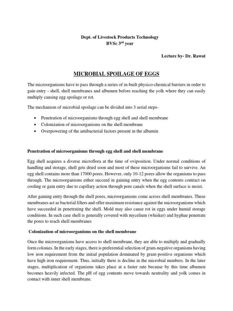 Egg Notes LPT 3rd Yr BVSC | PDF | Egg White | Packaging And Labeling
