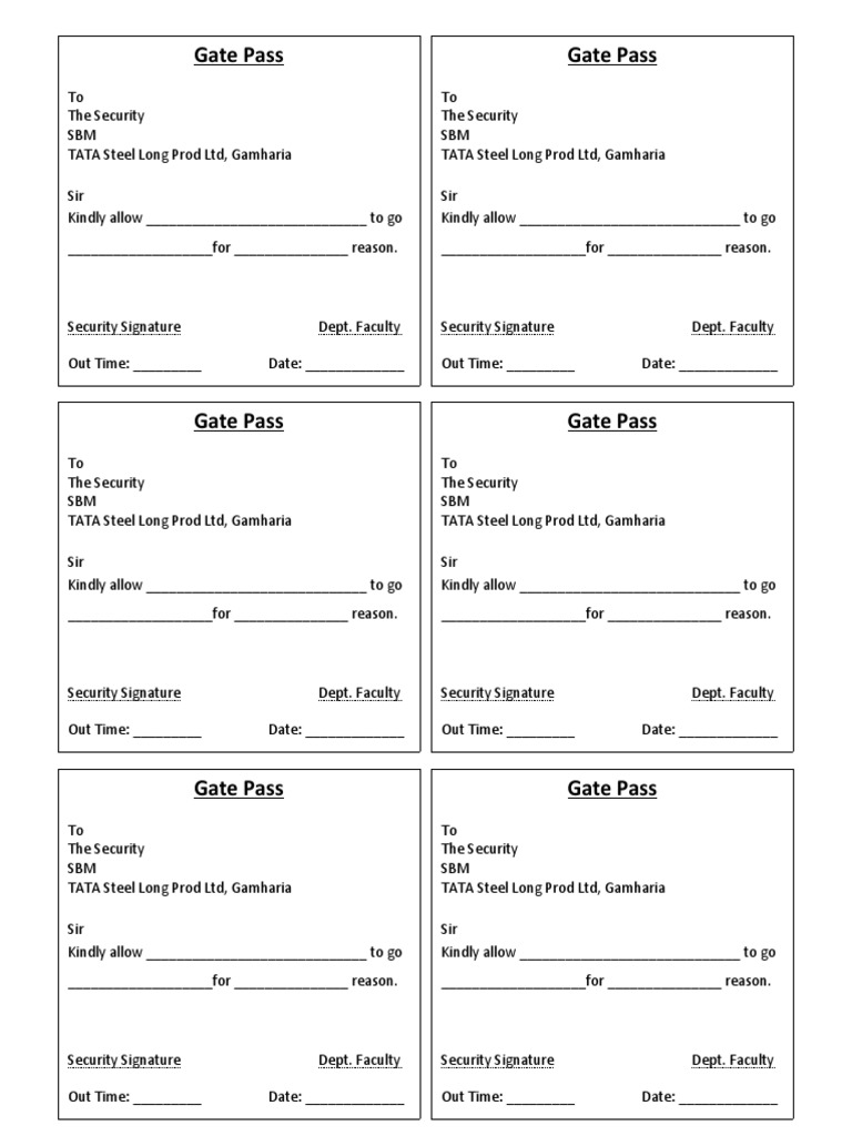 Gate Pass | PDF