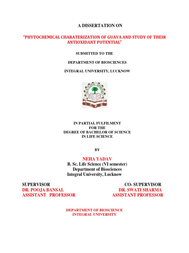 Neha Front Page | PDF | Thesis | Academic Degree