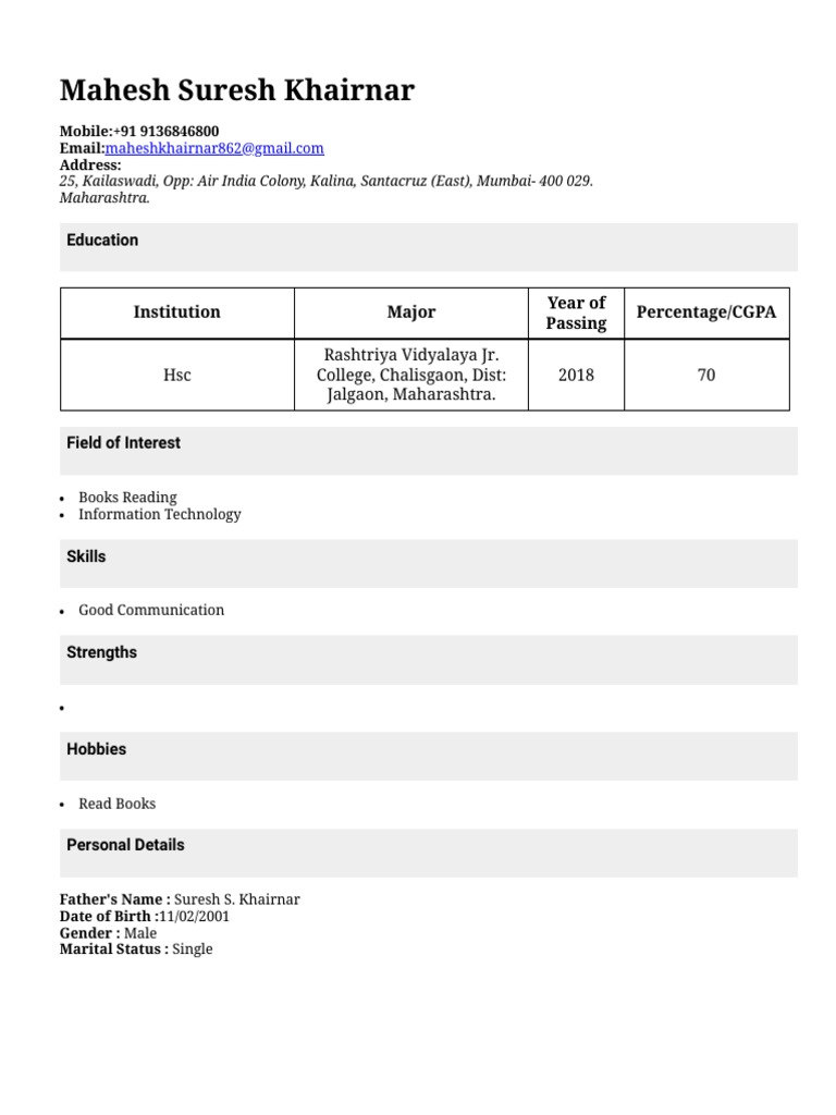Zing Resume BuilderResume PDF | PDF