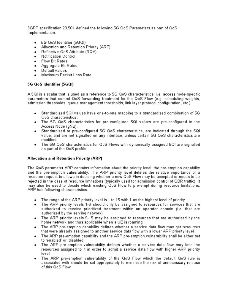 5G Qos Identifier (5gqi) | PDF | Quality Of Service | Computer Mediated ...