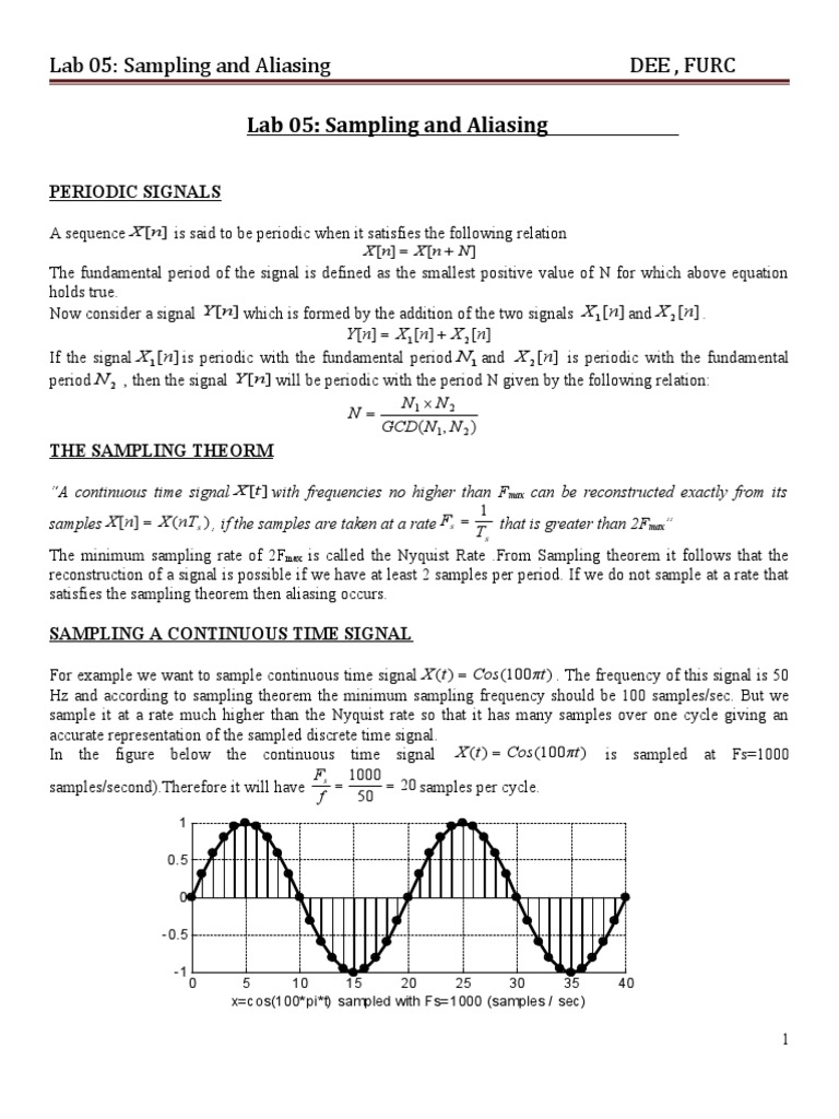 Lab 05: Sampling and Aliasing | PDF | Sampling (Signal Processing ...