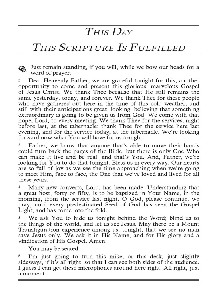 65-0219 This Day This Scripture Is Fulfilled VGR | PDF | Moses | Jesus