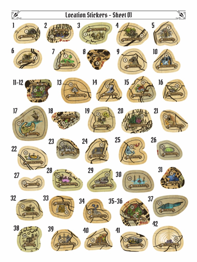 Gloomhaven - Map - Location - Stickers - V2 | PDF