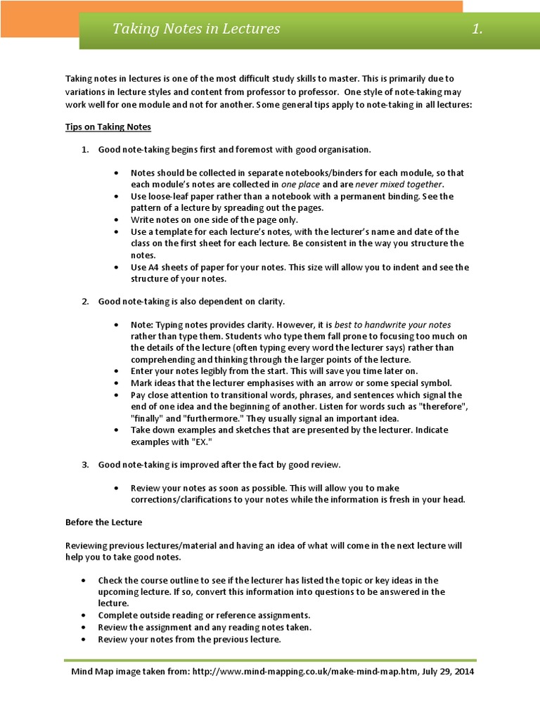 D-Note-taking in Lectures | PDF | Lecture | Communication