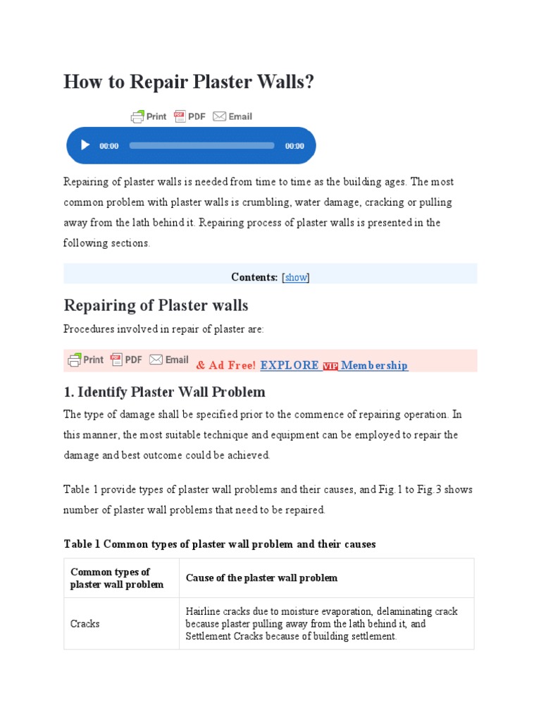 How To Repair Plaster Walls | PDF
