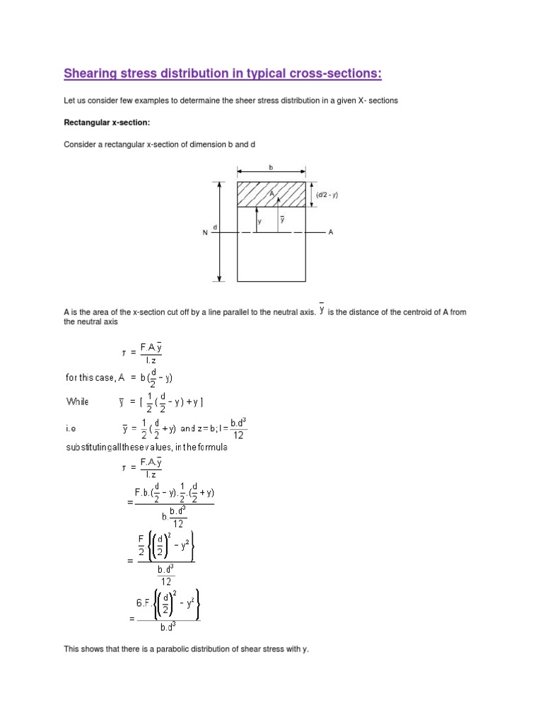 Shearing Stress Distribution in Typical Cross-Sections:: Rectangular X ...