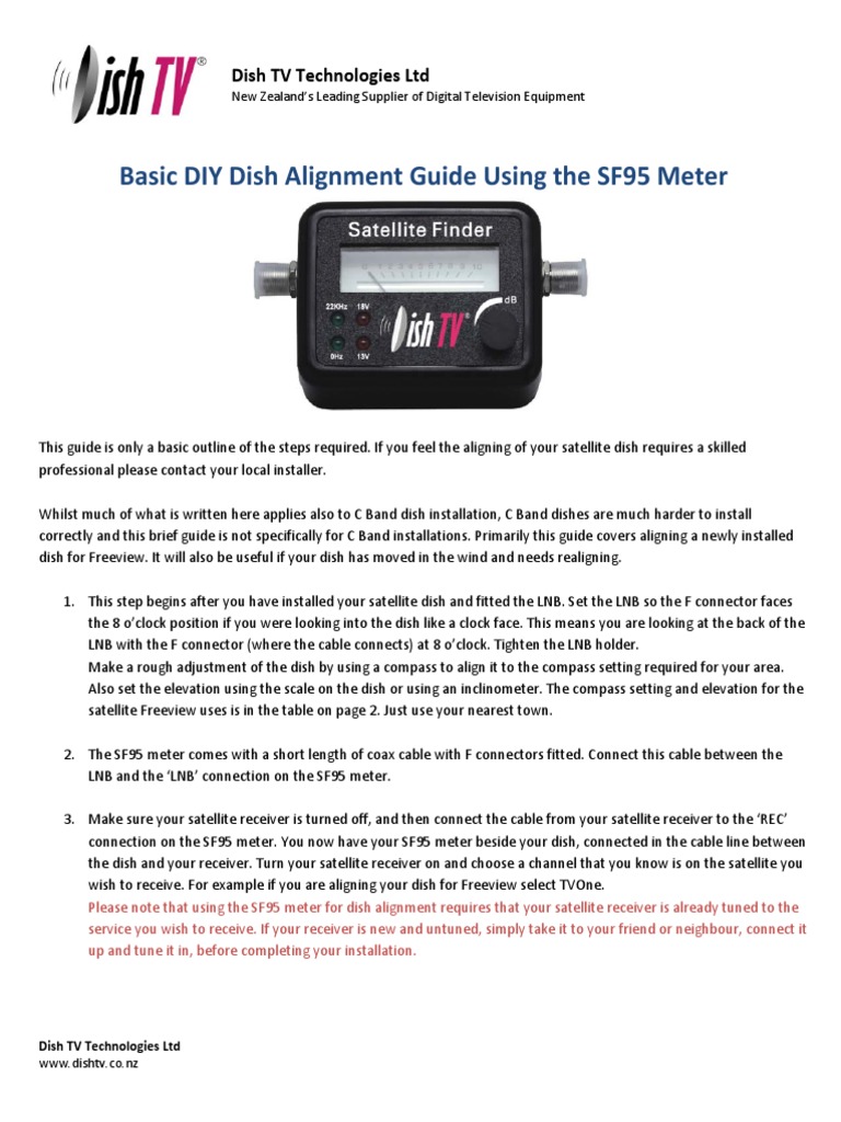 Basic DIY Dish Alignment Guide Using The SF95 Meter | PDF | Satellite ...