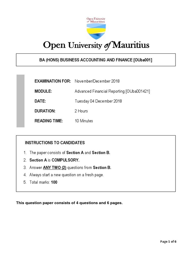 Advanced Financial Reporting | PDF | International Financial Reporting ...