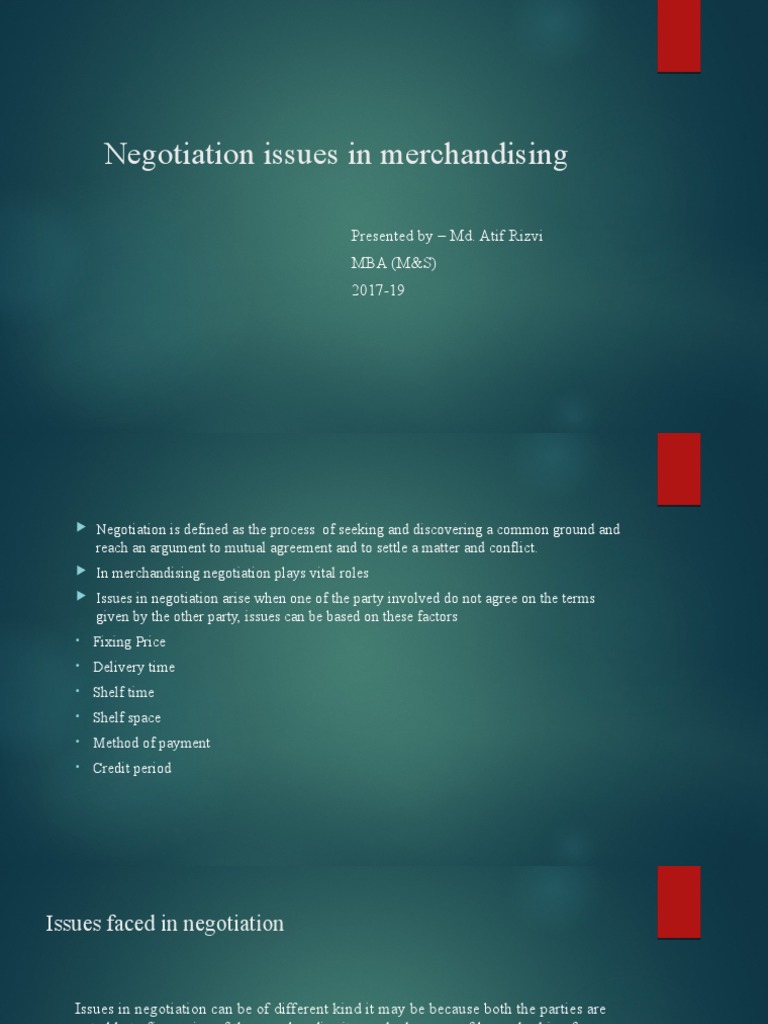 Negotiation Issues in Merchandising | PDF | Business | Law