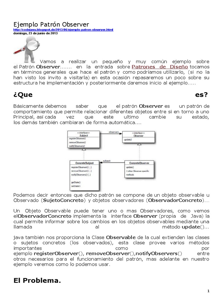 Patron Observer | PDF | Objeto (informática) | Java (lenguaje de ...