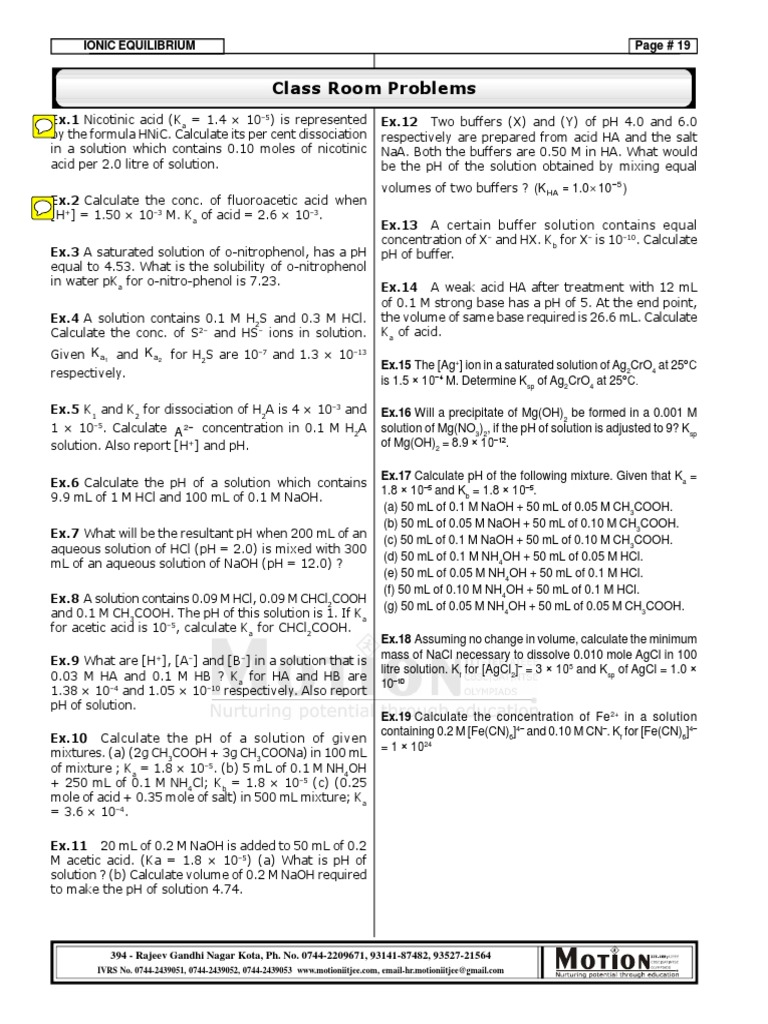 Class Room Problems | PDF | Buffer Solution | Acid