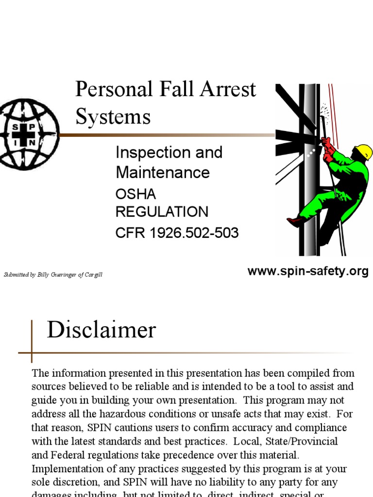 Personal Fall Arrest Systems: Inspection and Maintenance | PDF